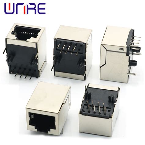 China Network Socket Connector Interface Rj45 59 Single Port With Shell Front Foot Socket 10p8c