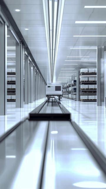 Robotic Conveyors Efficiently Transporting Items Through A Modern Organized Warehouse With