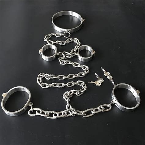 Sex Bondage Bdsm Kit Sexy Slave Stainless Steel Lockable Wrist Handcuffsandankle