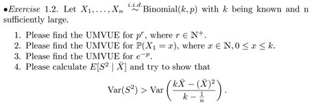 Solved Exercise Let X Dots Xni I DBinomial K P Chegg