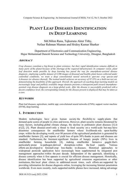 Plant Leaf Diseases Identification In Deep Learning Pdf