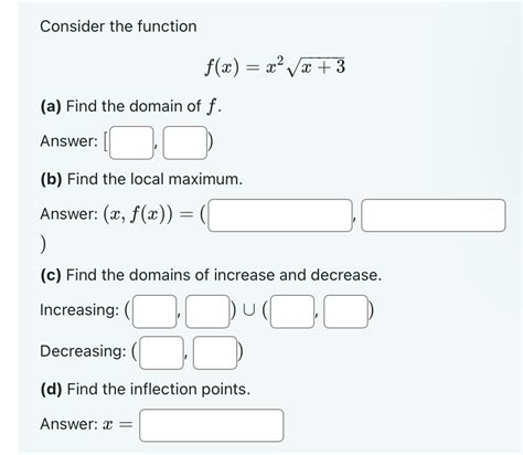 solved consider the function f x x 2 sqrt x 3 a find