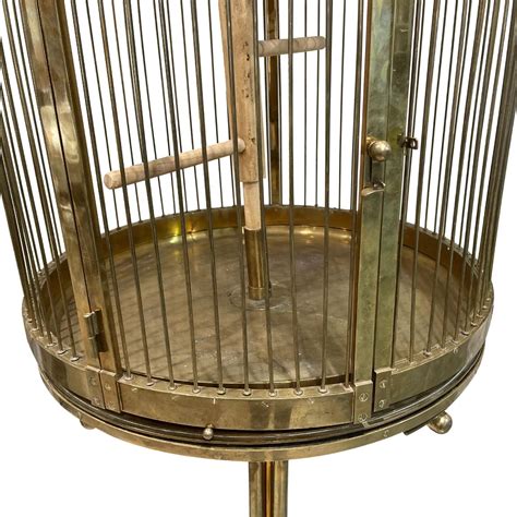 19th Century Austrian Large Antique Polished Brass Birdcage By Josef