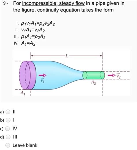 solved 9 for incompressible steady flow in a pipe given in