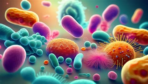 Different Types Of Virus And Bacteria Enlarged On An Abstract Light