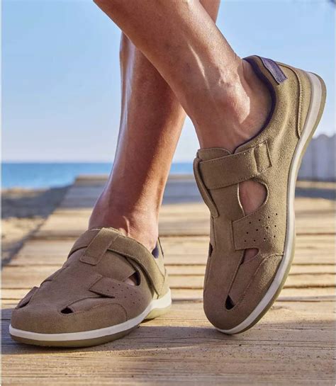 Mens Beige Hook And Loop Shoes Atlas For Men