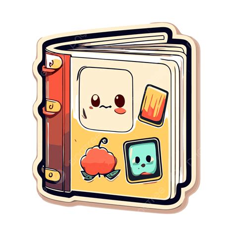 Cute Book With A Cute Character And Pictures Clipart Vector Sticker
