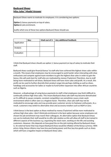 Igcse Business Edexcel Theme 2 2 4 Motivation And Rewards Teaching Resources