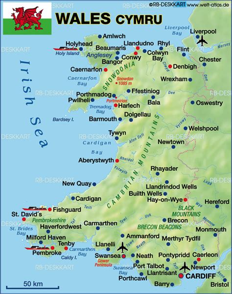 Map Of Wales United Kingdom