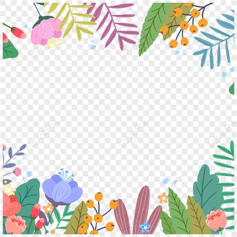 Colored Tree Leaves Spring Season Floral Borderflower Bordercolorful