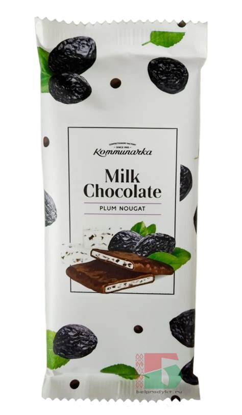 Белорусский шоколад молочный с нугой и черносливом "Milk Chocolate plum ...