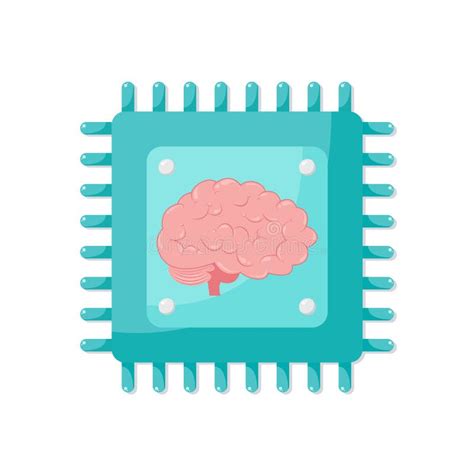 Artificial Intelligence Brain Cpu Chip Vector Illustration Graphic Stock Illustration