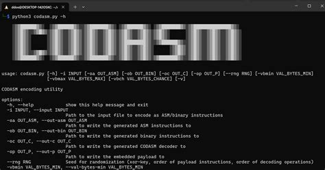 codasm payload encoding utility to effectively lower payload entropy