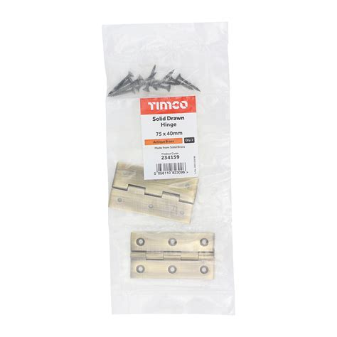 Timco Solid Drawn Hinge Solid Brass Antique Brass