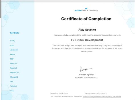 Ajay Solanke On Linkedin Successfully Completed Full Stack Development Course Of 8 Months By