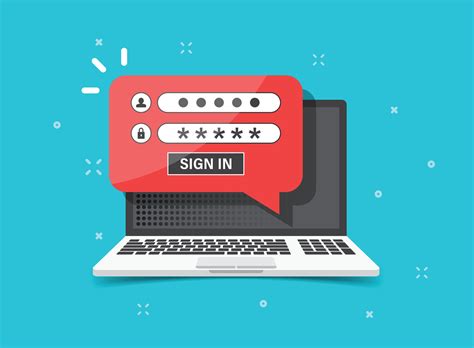 Laptop With Account Login Icon In Flat Style Password Form Page Illustration On Isolated