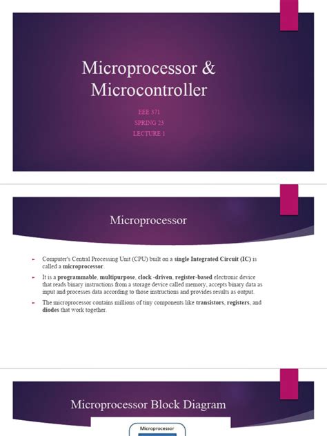 Lecture 1 Microprocessor And Microcontroller Pdf Central Processing