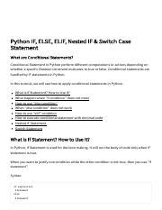Python IF ELSE ELIF Nested IF Switch Case Statement Pdf Python IF ELSE ELIF Nested IF