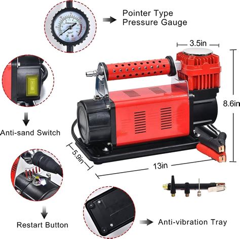 Двухцилиндровый воздушный компрессор Tobys мощный насос для накачивания шин постоянного тока