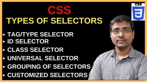 Selector Types Of Selectors Tag Id Class Grouping Universal