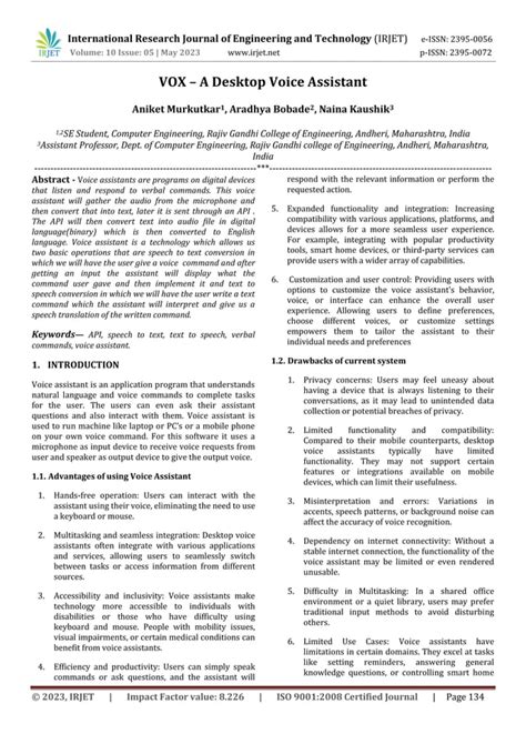 Vox A Desktop Voice Assistant Pdf Consumer Electronics