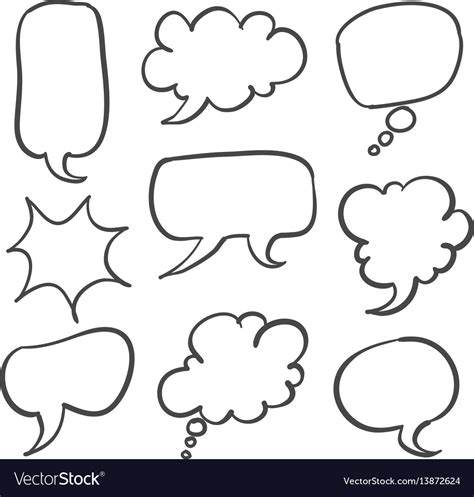 Set Of Text Bubble Hand Draw Royalty Free Vector Image