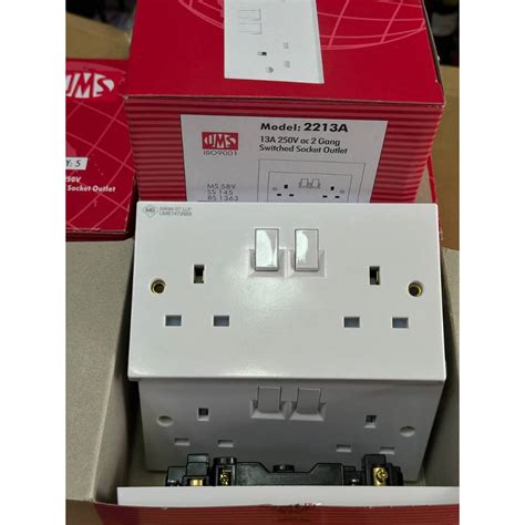 Switch Ums 2gang 13a Socket Plug Tahan Panas Double Plug Sirim Shopee Malaysia