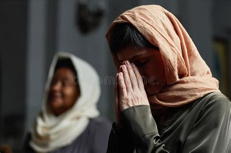 Mature Woman Praying In Church Stock Image Image Of Christianity