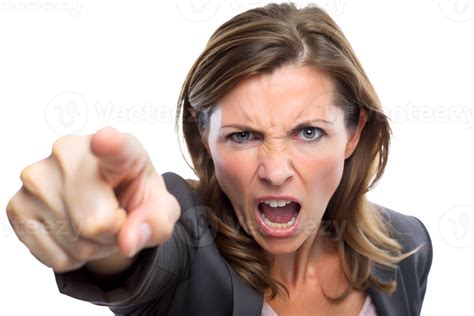 Close Up A Hands Women Pointing With An Angry Look On Her Face