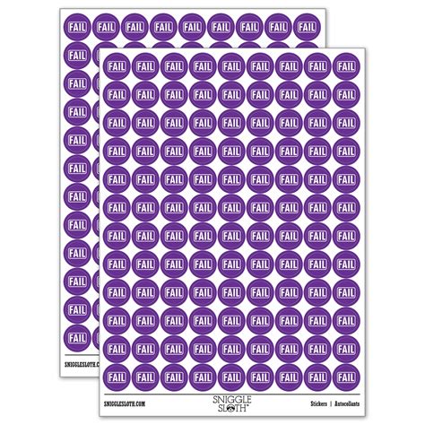 Test Result Fail 200 Round Stickers Purple Matte Finish 050