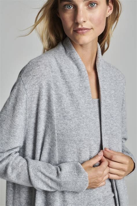 Lange Offene Kaschmir Strickjacke Gocashmere