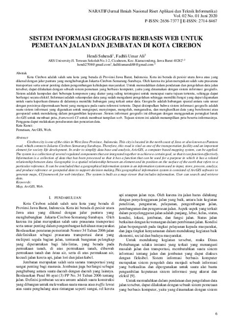Pdf Sistem Informasi Geografis Berbasis Web Untuk Pemetaan Jalan Dan