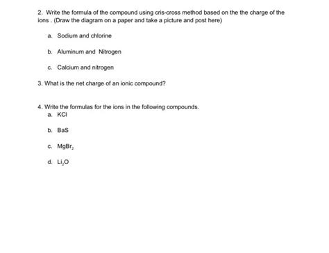 Solved 2 Write The Formula Of The Compound Using Cris Cross