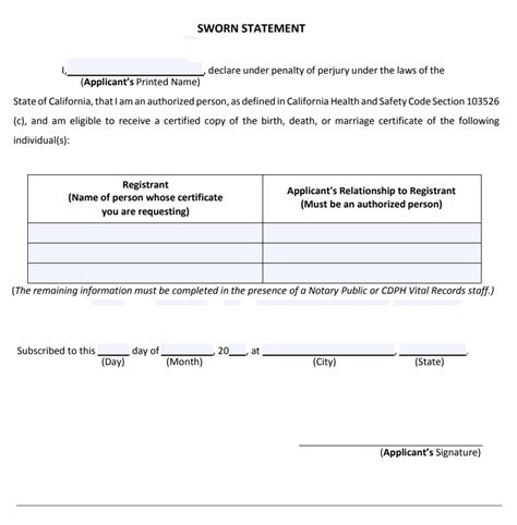 Sworn Statement Template Free Word Excel Templates