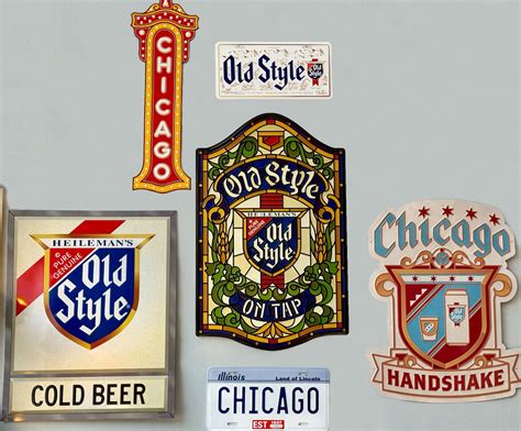 Chicago Handshake Tin Tacker Old Style Sign Malört Sign Chicago Bar