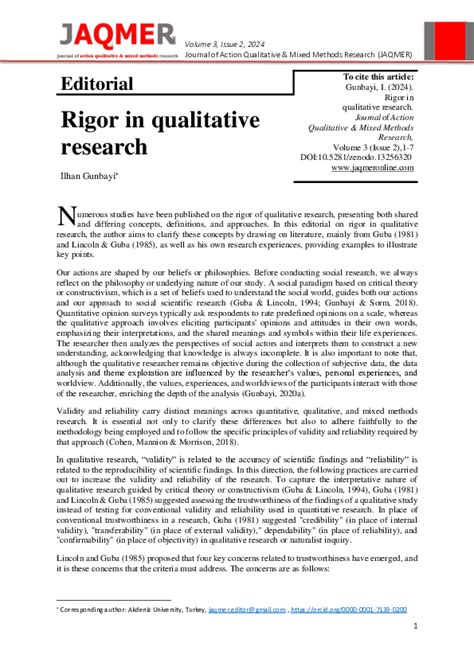 Pdf Rigor In Qualitative Research