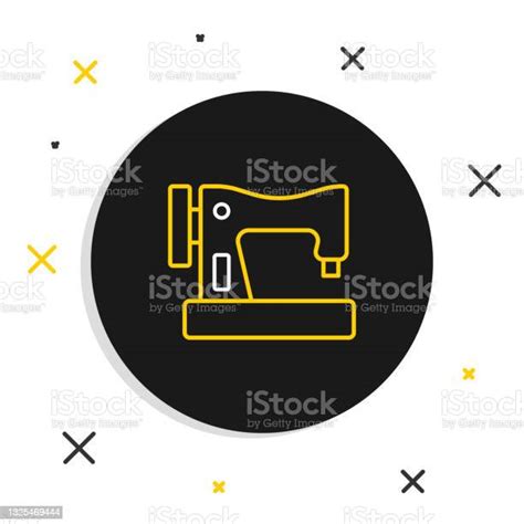 흰색 배경에 격리 된 라인 재봉틀 아이콘 다채로운 개요 개념 벡터 가정 생활에 대한 스톡 벡터 아트 및 기타 이미지 가정 생활 건강관리와 의술 고풍스런 Istock