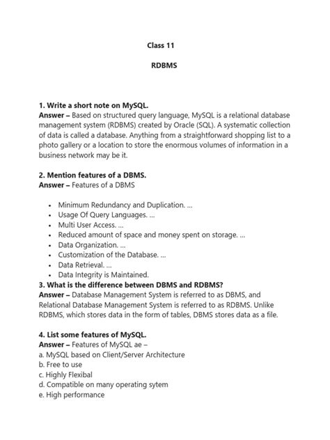 rdbmsclass 11 pdf relational database table database