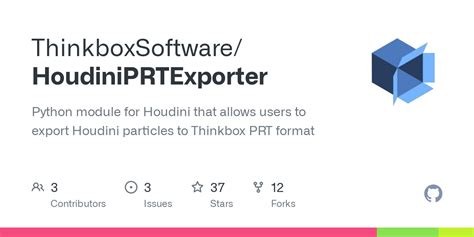 Github Thinkboxsoftwarehoudiniprtexporter Python Module For Houdini