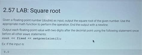 Solved LAB Square Root Given A Floating Point Number Chegg