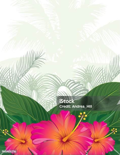 열 대 디자인 서식 파일 복사 공간 텍스트자연 꽃 잎 배경에서 원활한 패턴 히비스커스에 대한 스톡 벡터 아트 및 기타 이미지 히비스커스 꽃무늬 노랑 Istock
