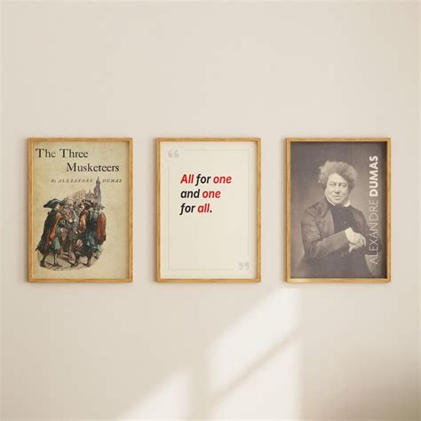 Alexandre Dumas The Three Musketeers Book Cover Quote Portrait Poster