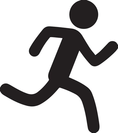 Minimal Stick Figure Character Run Vector Silhouette Black Color