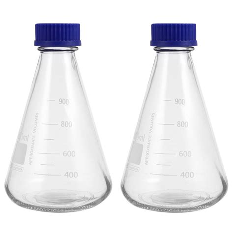 Buy Iplusmile 2pcs Glass Erlenmeyer Flask With Screw Cap 1000ml Pyrex Graduated Borosilicate