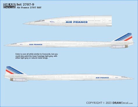 Boeing 2707 Sst Air France Draw Decal 20 2707 09