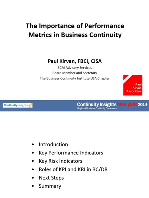 Bcm Metrics1 Pdf Performance Indicator Risk