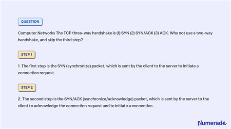 Solved Computer Networks The Tcp Three Way Handshake Is 1 Syn 2 Syn Ack 3 Ack Why Not