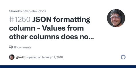 json formatting column values from other columns does not work for
