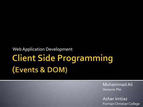 Ppt Client Side Programming Events And Dom Powerpoint Presentation