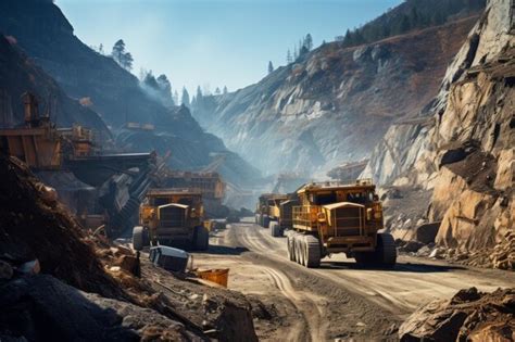 premium ai image mining operation with large excavators generative ai